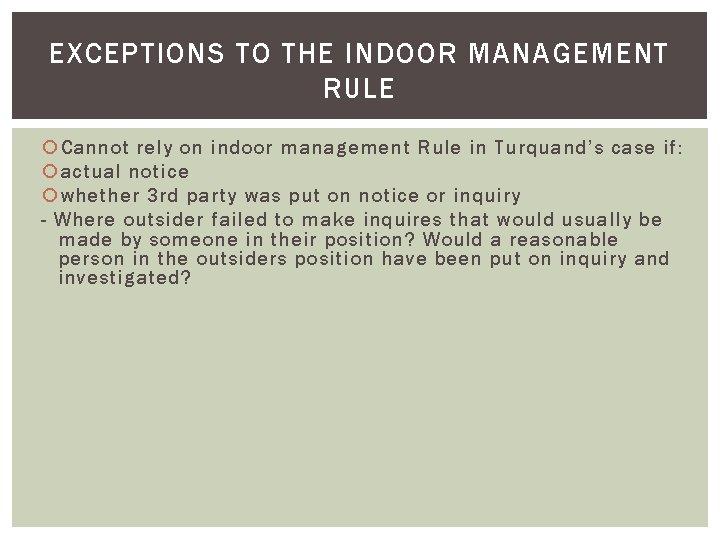 COMPANYS RELATIONS WITH OUTSIDER CAPACITY TO CONTRACT READING