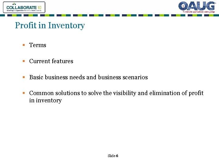 Oracle Applications User Group Cost Management SIG September