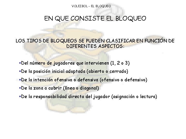 EL BLOQUEO TECNICA BASICA DEPORTES MONOGRAFICOS IV VOLEIBOL