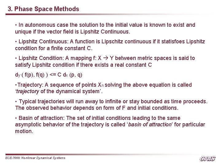3 Phase Space Methods 3 1 Determinism Uniqueness