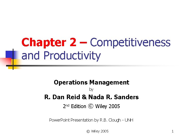 Chapter 2 Competitiveness and Productivity Operations Management by