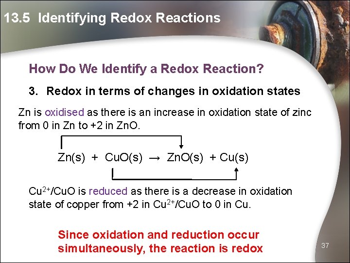 CHAPTER 13 Oxidation and Reduction 2013 Marshall Cavendish