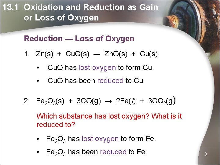 CHAPTER 13 Oxidation and Reduction 2013 Marshall Cavendish