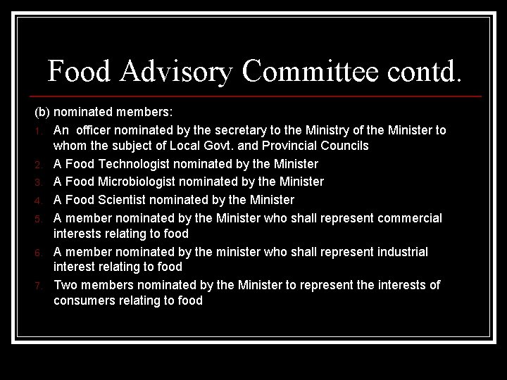 Food Regulations E G SOMAPALA Former Government Analyst