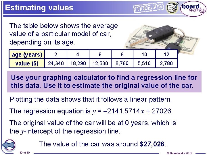 Regression 1 of 10 Boardworks 2012 Information 2
