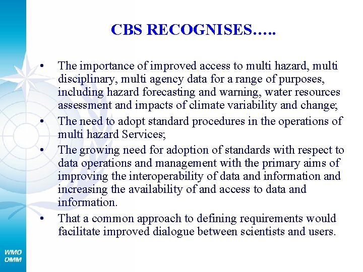 CBS support for DRR Activities First Technical Workshop