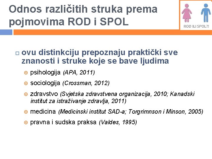 Osnovni pojmovi u psihologiji roda i spola Definicije