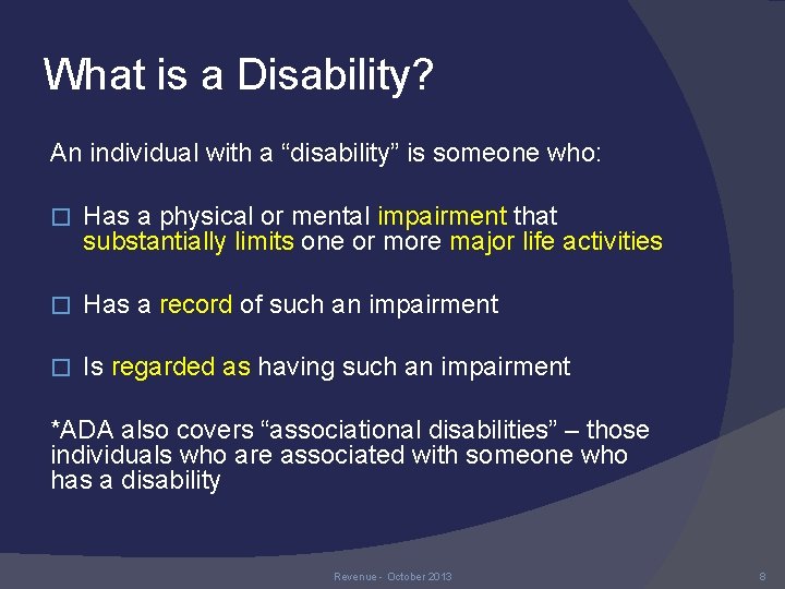 Overview of the Americans with Disabilities Act ADA