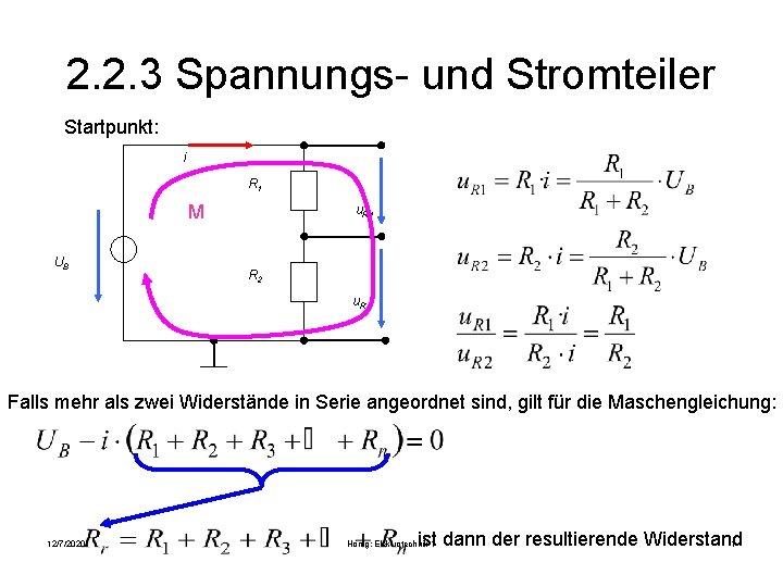 2 2 3 Spannungs und Stromteiler Startpunkt i