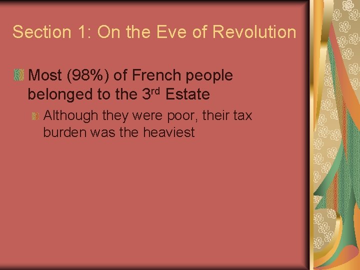The French Revolution Napoleon Section 1 On the