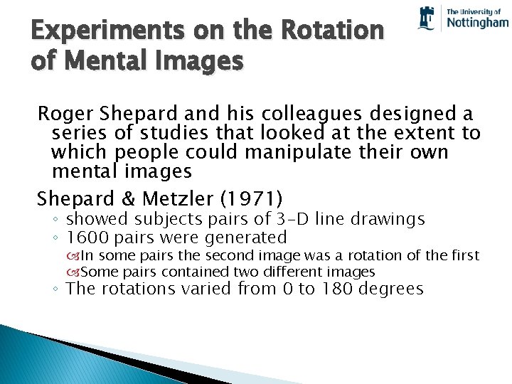 First year practicals Lab 5 Mental Rotation Measuring