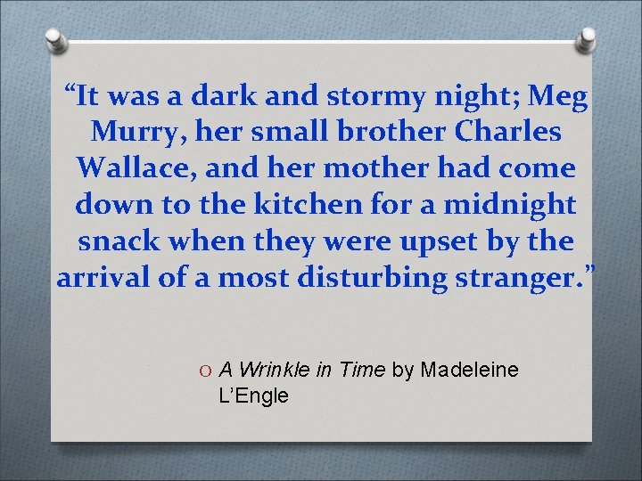 It Was a Dark and Stormy Night Coordinate
