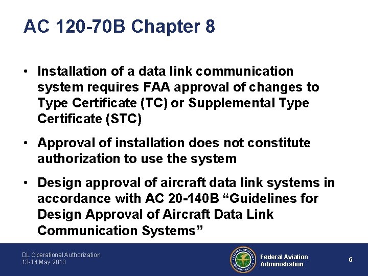 Performance Based Communication and Surveillance PBCS Data Link
