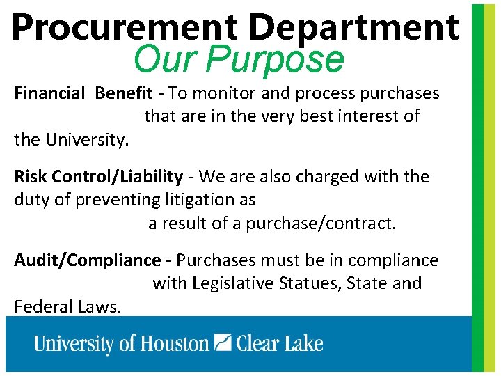 PROCUREMENT TRAINING Procurement Department Debra Carpenter Executive ...