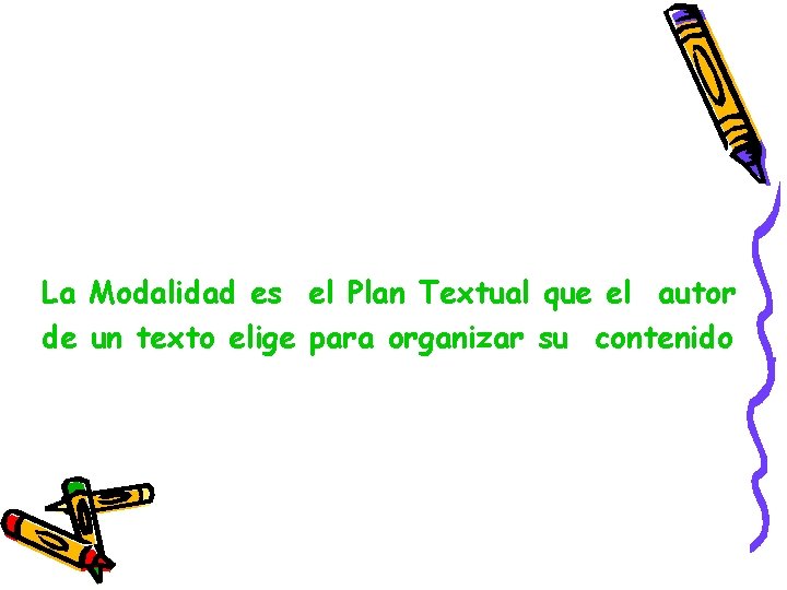 Modalidades discursivas La Modalidad es el Plan Textual