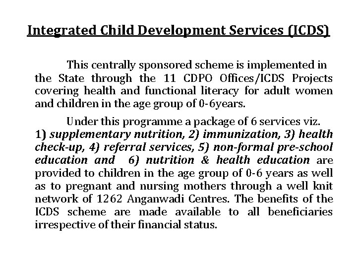 Goa State ICDS Annual Programme Implementation Plan APIP