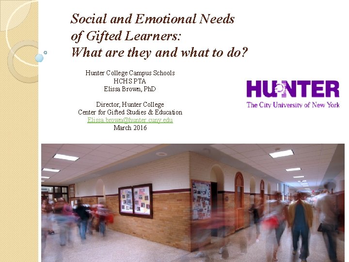 Social and Emotional Needs of Gifted Learners What