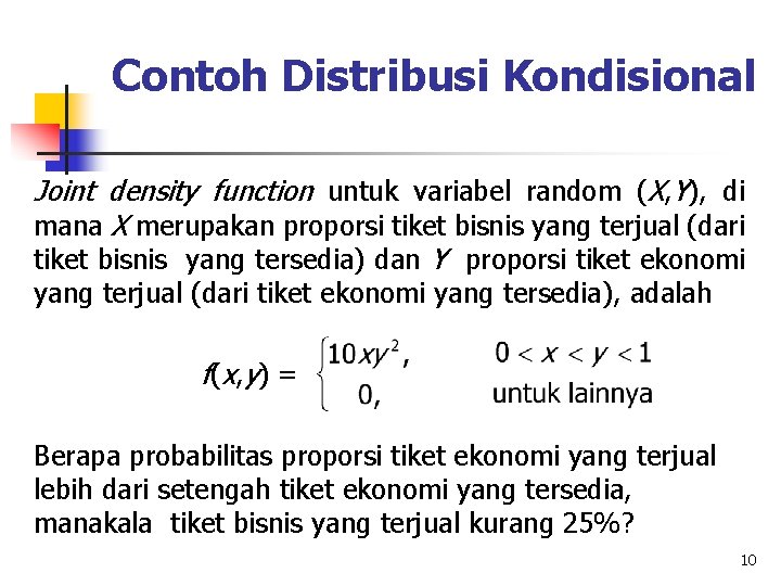 DISTRIBUSI PROBABILITAS MARGINAL BERSYARAT TI 2131 TEORI PROBABILITAS