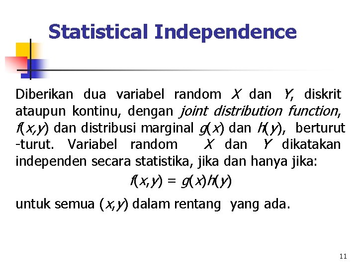 DISTRIBUSI PROBABILITAS MARGINAL BERSYARAT TI 2131 TEORI PROBABILITAS