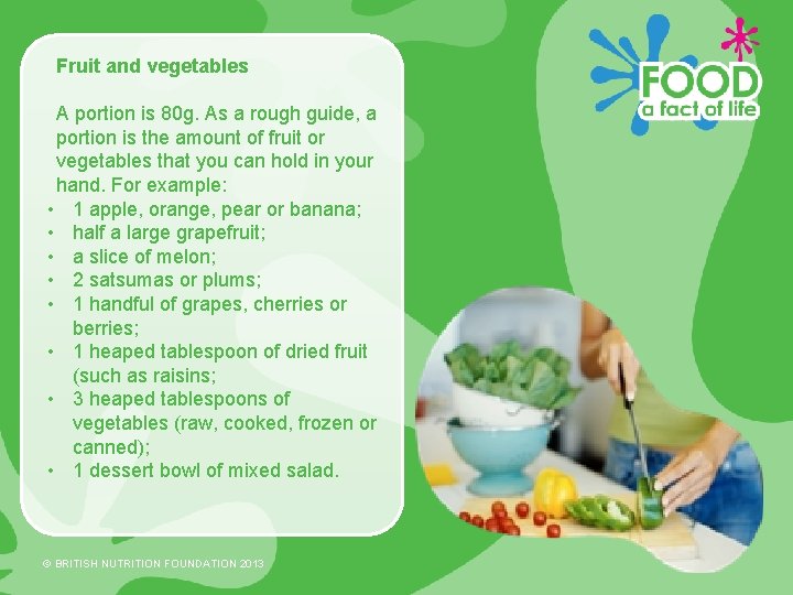 The eatwell plate Extension BRITISH NUTRITION FOUNDATION 2013