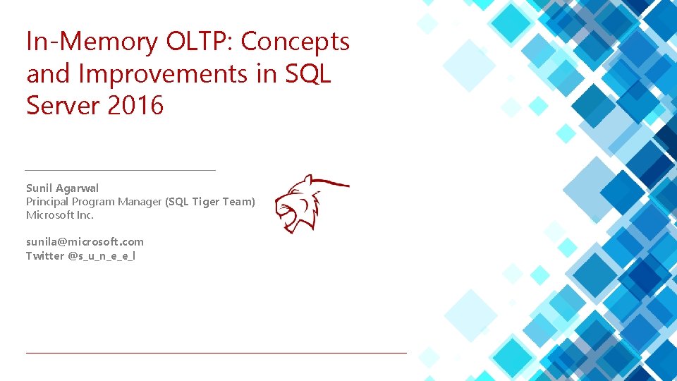 InMemory OLTP Concepts and Improvements in SQL Server