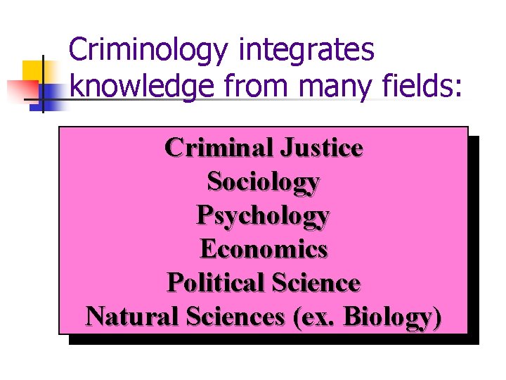 Chapter 1 Crime and Criminology Crime and Criminology
