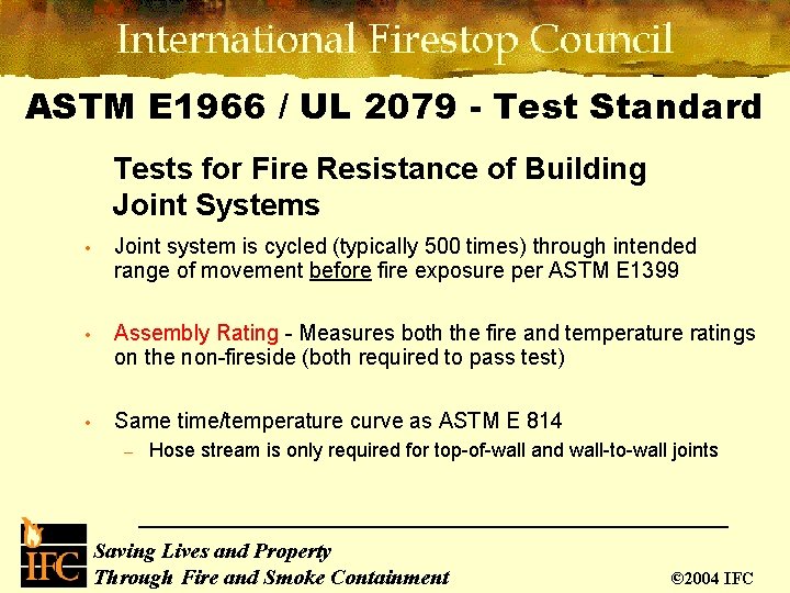 FIRESTOP 101 An Introduction to Firestopping Saving Lives