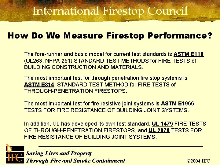 FIRESTOP 101 An Introduction to Firestopping Saving Lives