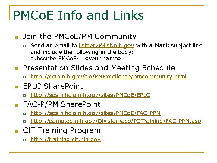 Project Management Center of Excellence Project Management Community
