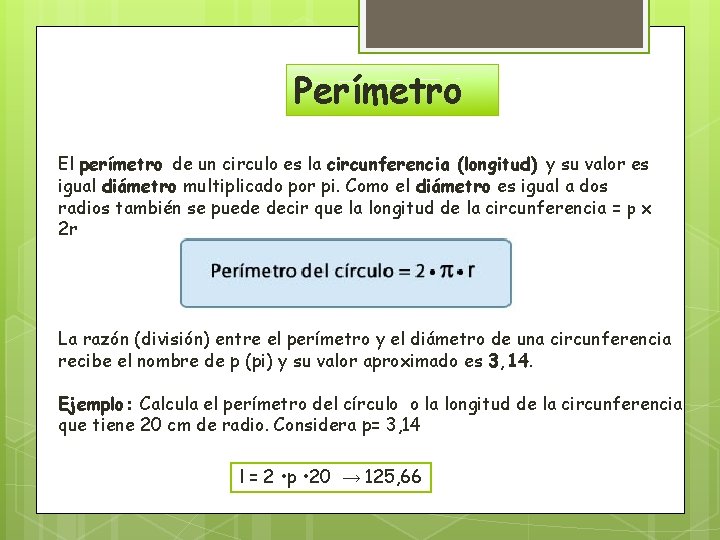 El Crculo y Circunferencia CIRCUNFERENCIA es el lugar