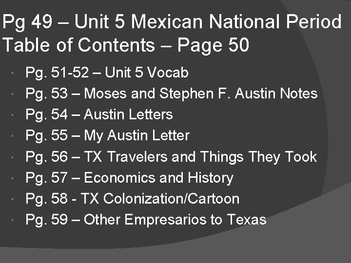 Pg 49 Unit 5 Mexican National Period Table