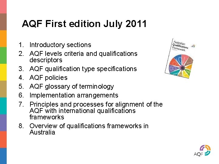 AQF cover Australian Qualifications Framework Presented by Di