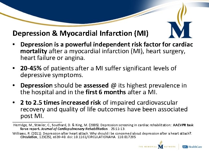 WAYS TO ADDRESS DEPRESSION Implementing a CardiacPulmonary Rehabilitation