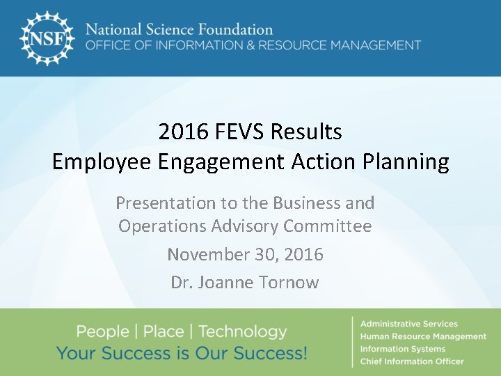 2016 FEVS Results Employee Engagement Action Planning Presentation
