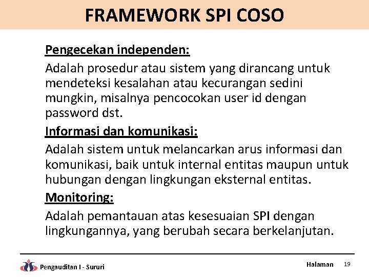 BAGIAN 9 SISTEM PENGENDALIAN INTERNAL Pengauditan I Sururi