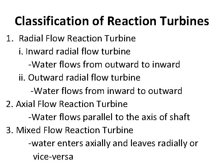 TURBO MACHINES UNITIII Reaction Water Turbines Dr Pramod