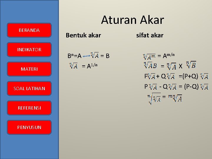 BERANDA INDIKATOR MATERI SOAL LATIHAN REFERENSI PENYUSUN MATEMATIKA