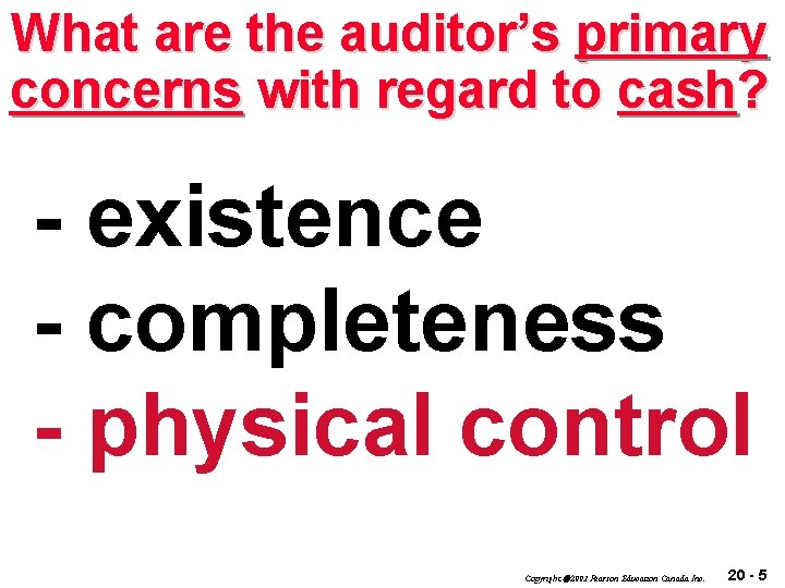 CHAPTER 20 Audit of Cash Balances Copyright 2003