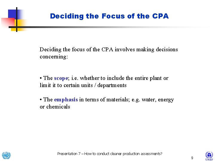 How to conduct cleaner production assessments Presentation 7