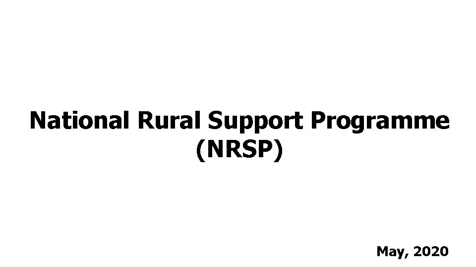 National Rural Support Programme NRSP May 2020 NRSPs