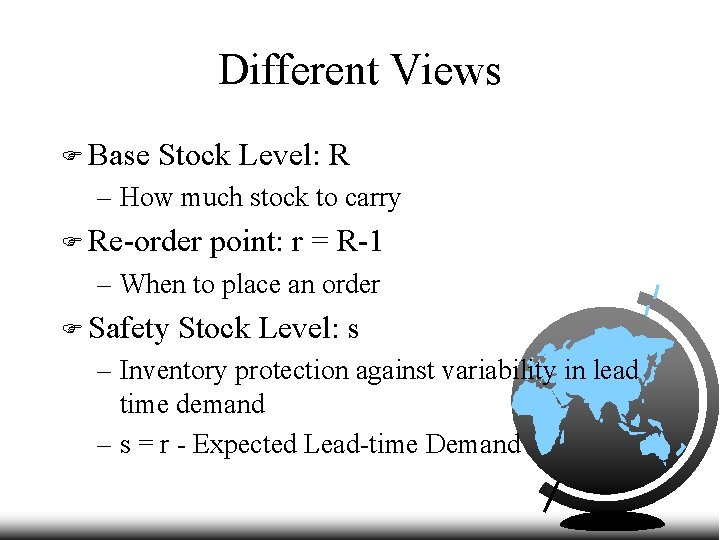 Statistical Inventory Models F Newsperson Model Single order