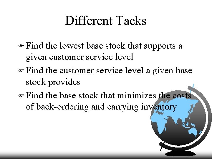 Statistical Inventory Models F Newsperson Model Single order