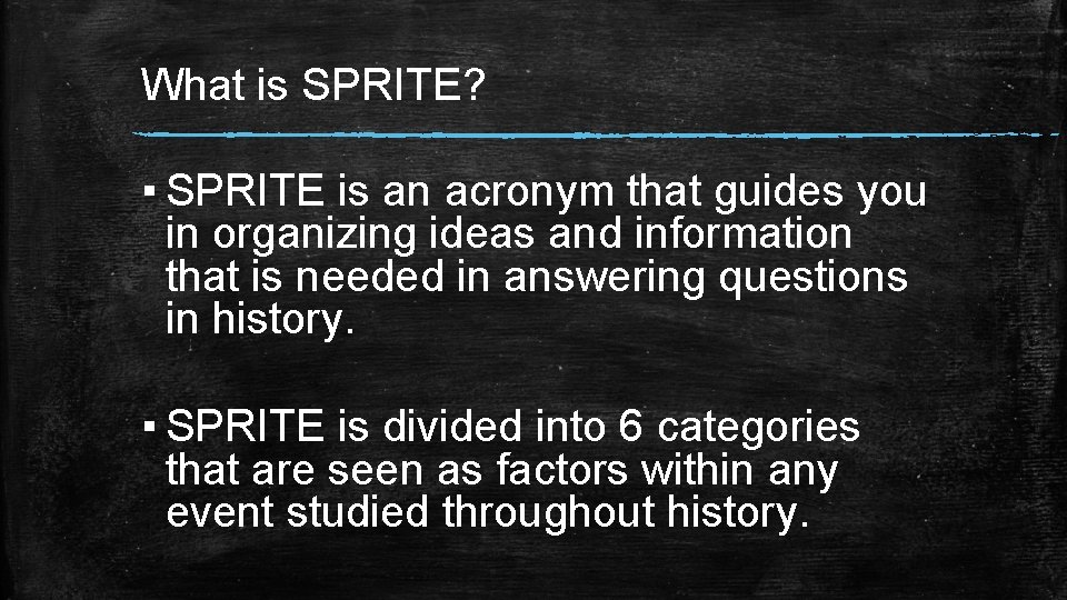 S P R I T E Choosing a