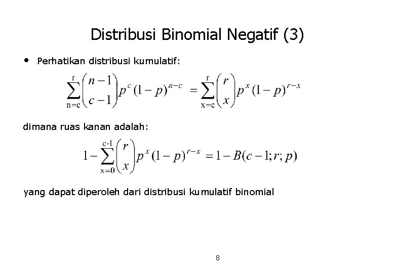 TEORI PROBABILITAS Bagian 6 DISTRIBUSI DISKRIT Distribusi Variabel