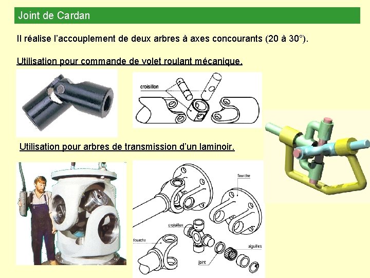 Les Accouplements permanents Fonction Un accouplement est un