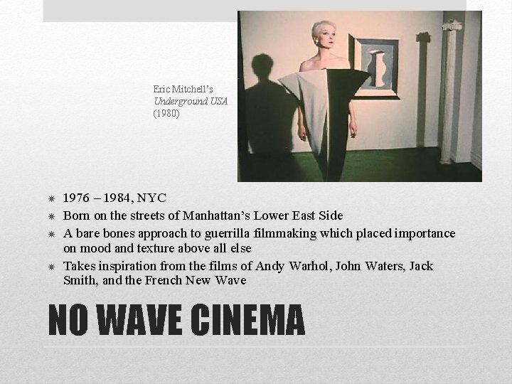 NO WAVE CINEMA CINEMA OF TRANSGRESSION presented by