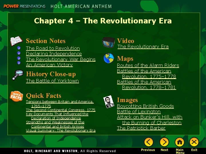 Chapter 4 The Revolutionary Era Section Notes Video