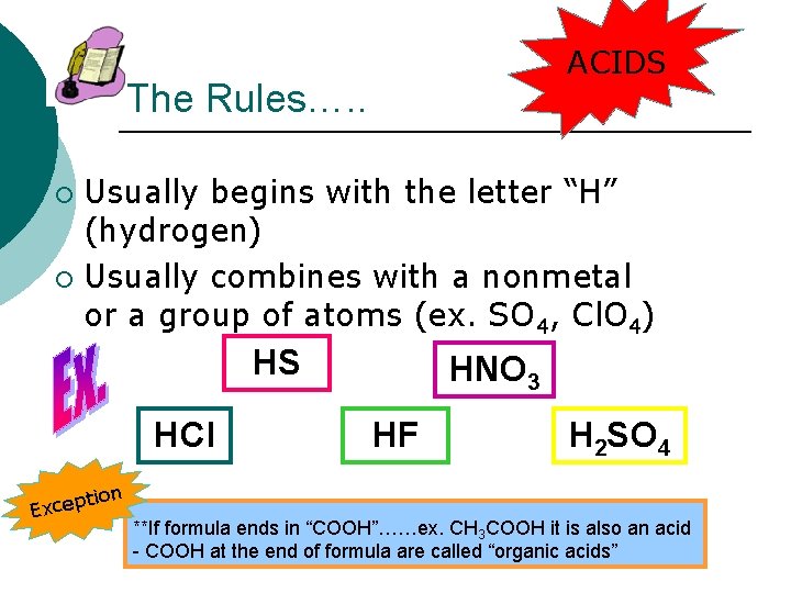 Identifying acids bases and salts from their molecular
