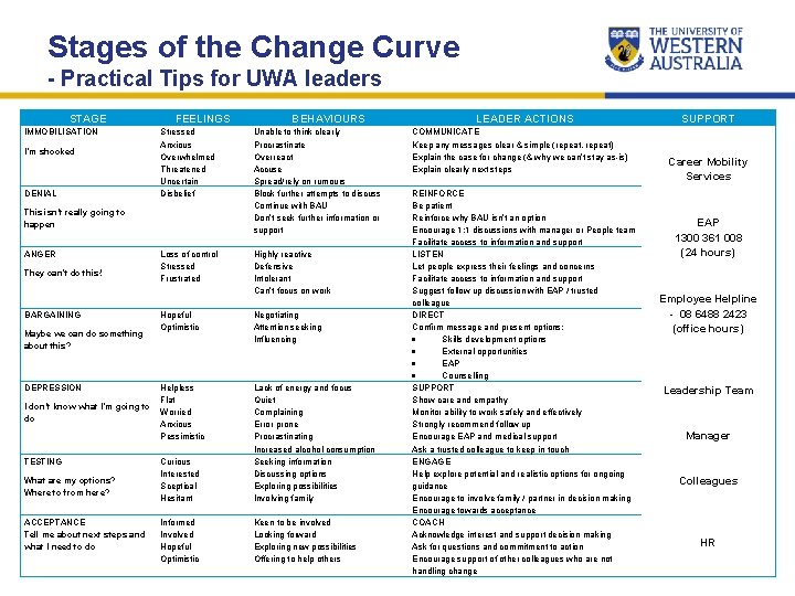 Stages of the Change Curve Practical Tips for