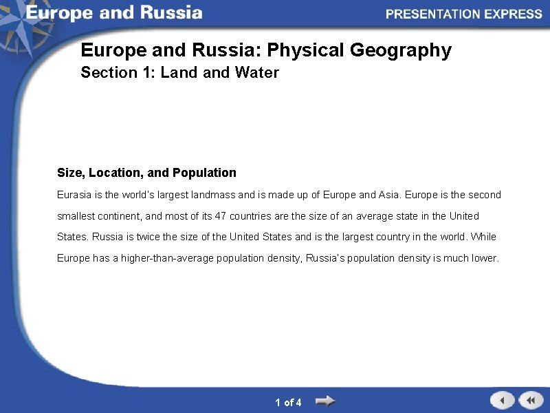 Europe and Russia Physical Geography Section 1 Land